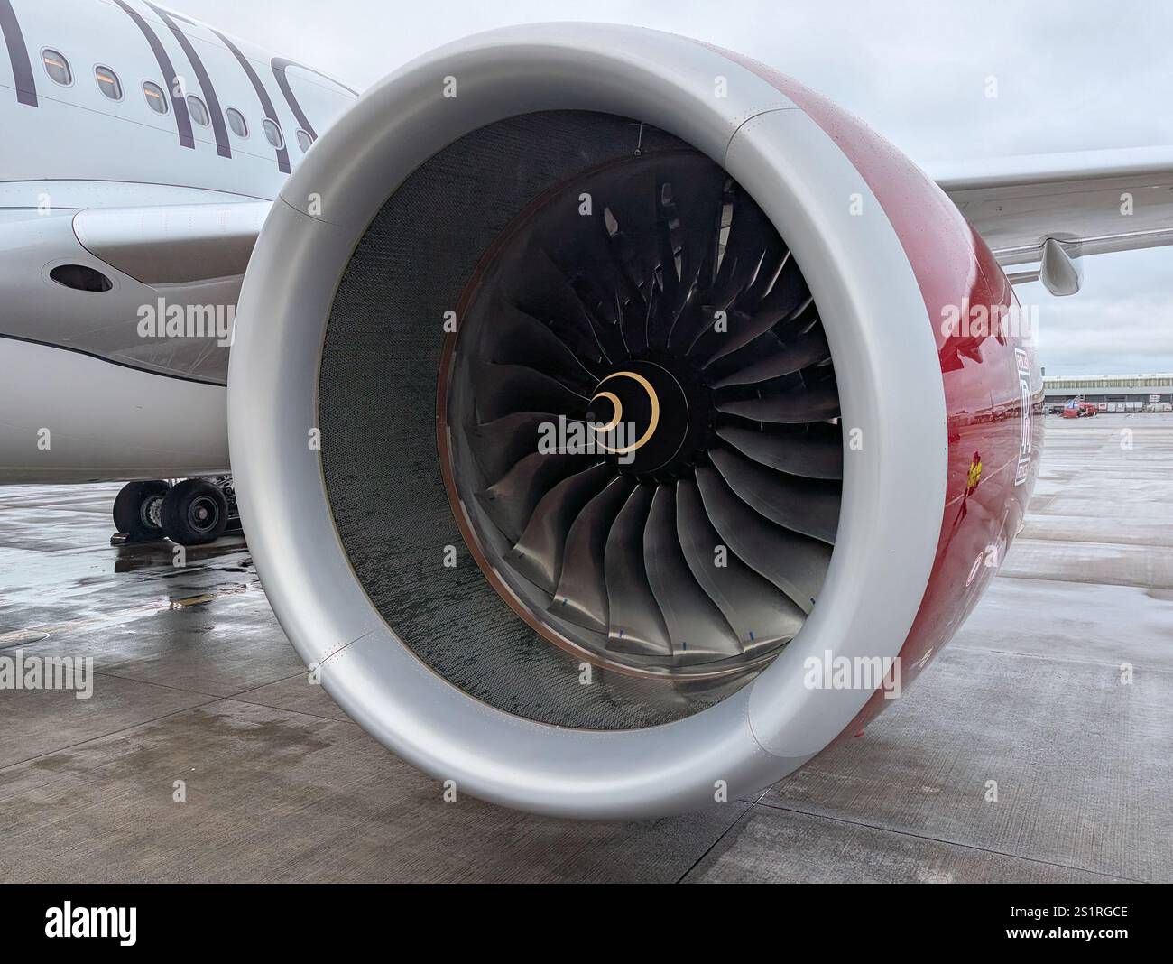 MANCHESTER, UK, 7TH DECEMBER 2024: Rolls Royce jet engine attaached to ... MANCHESTER, UK, 7TH DECEMBER 2024: Rolls Royce jet engine attaached to ...