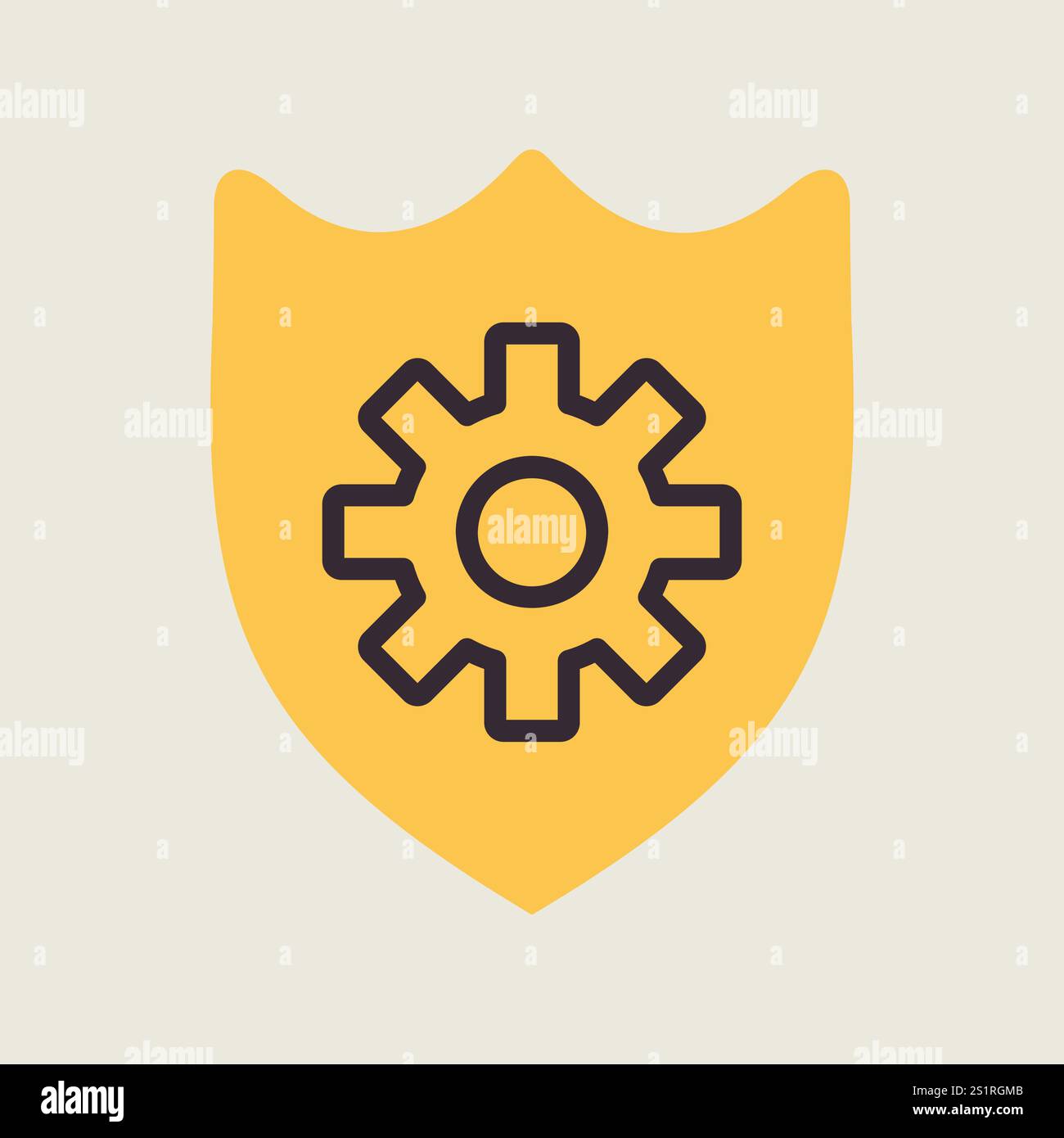Shield with gear vector icon. Shield protection symbol. Security sign ...
