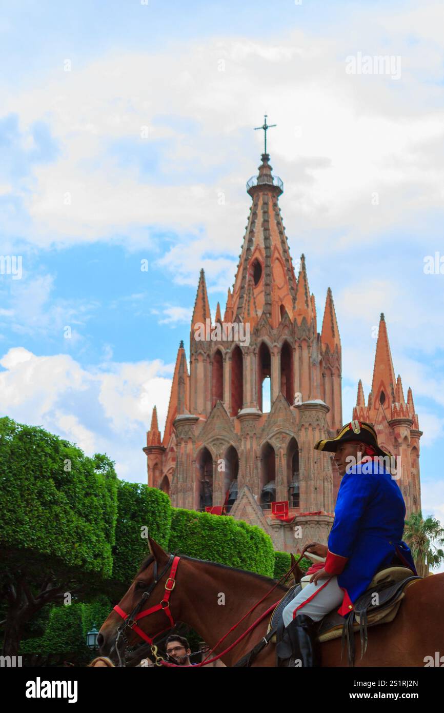 Colorful Horseback Rider Before Majestic Historic Gothic Cathedral ...