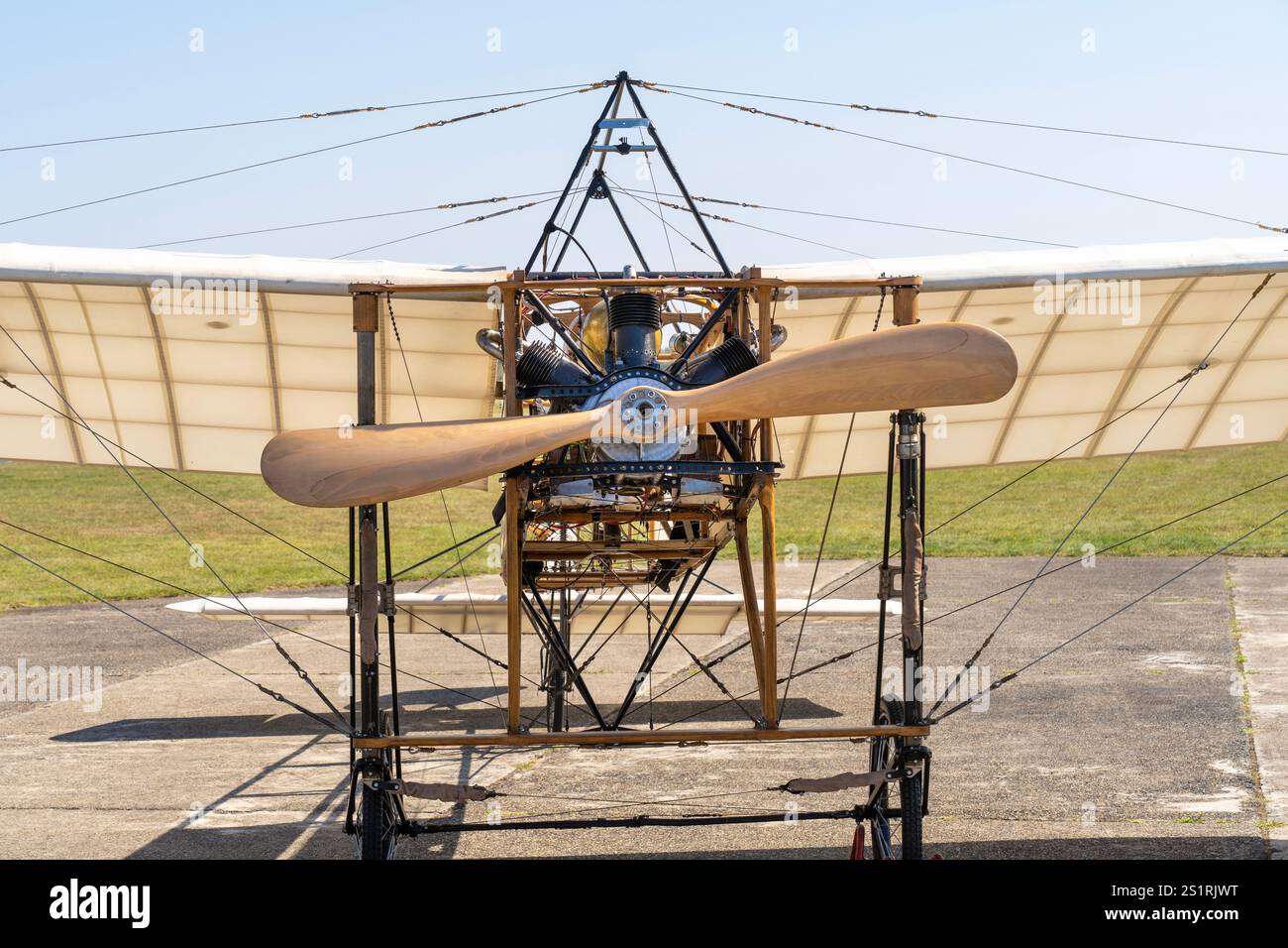A replica of a Bleriot XI airplane from the prehistory of aviation ...