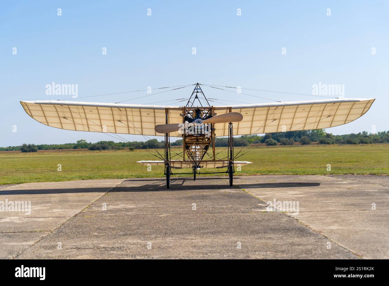 A replica of a Bleriot XI airplane from the prehistory of aviation ...