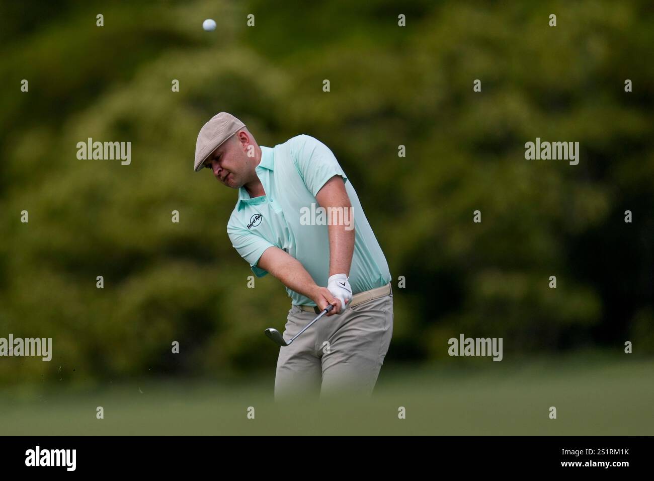 Harry Hall hits onto the ninth green during the third round of The ...
