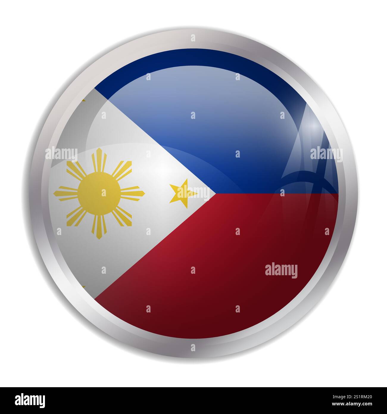 Philippines flag - glossy circle button displays a colorful flag ...