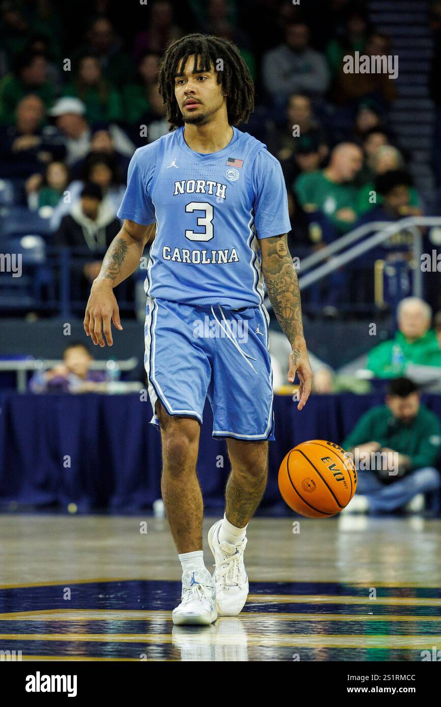 January 04, 2025: North Carolina guard Elliot Cadeau (3) directs the ...