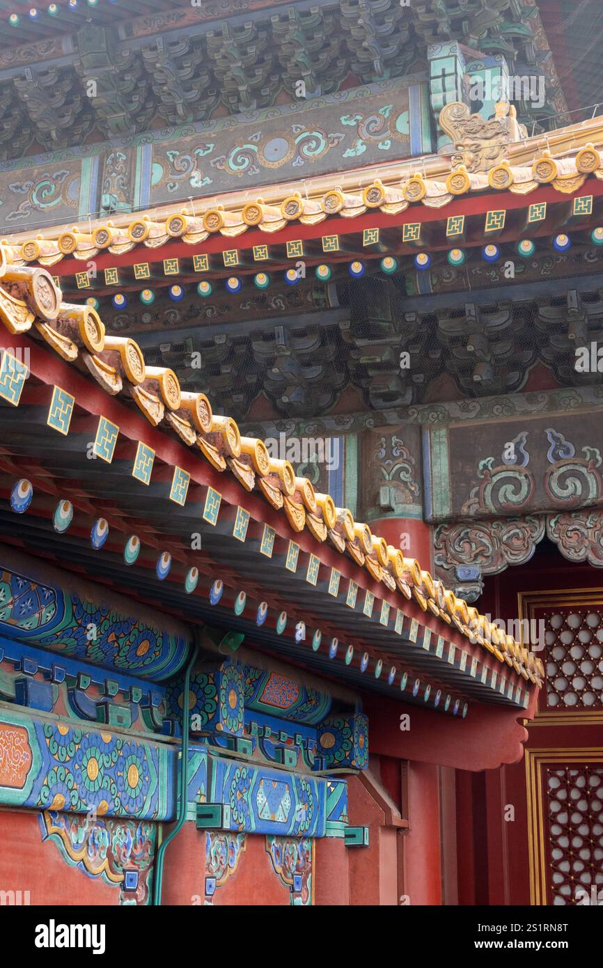 Orange roof tiles of Beijing Forbidden City with dragon pattern, China ...