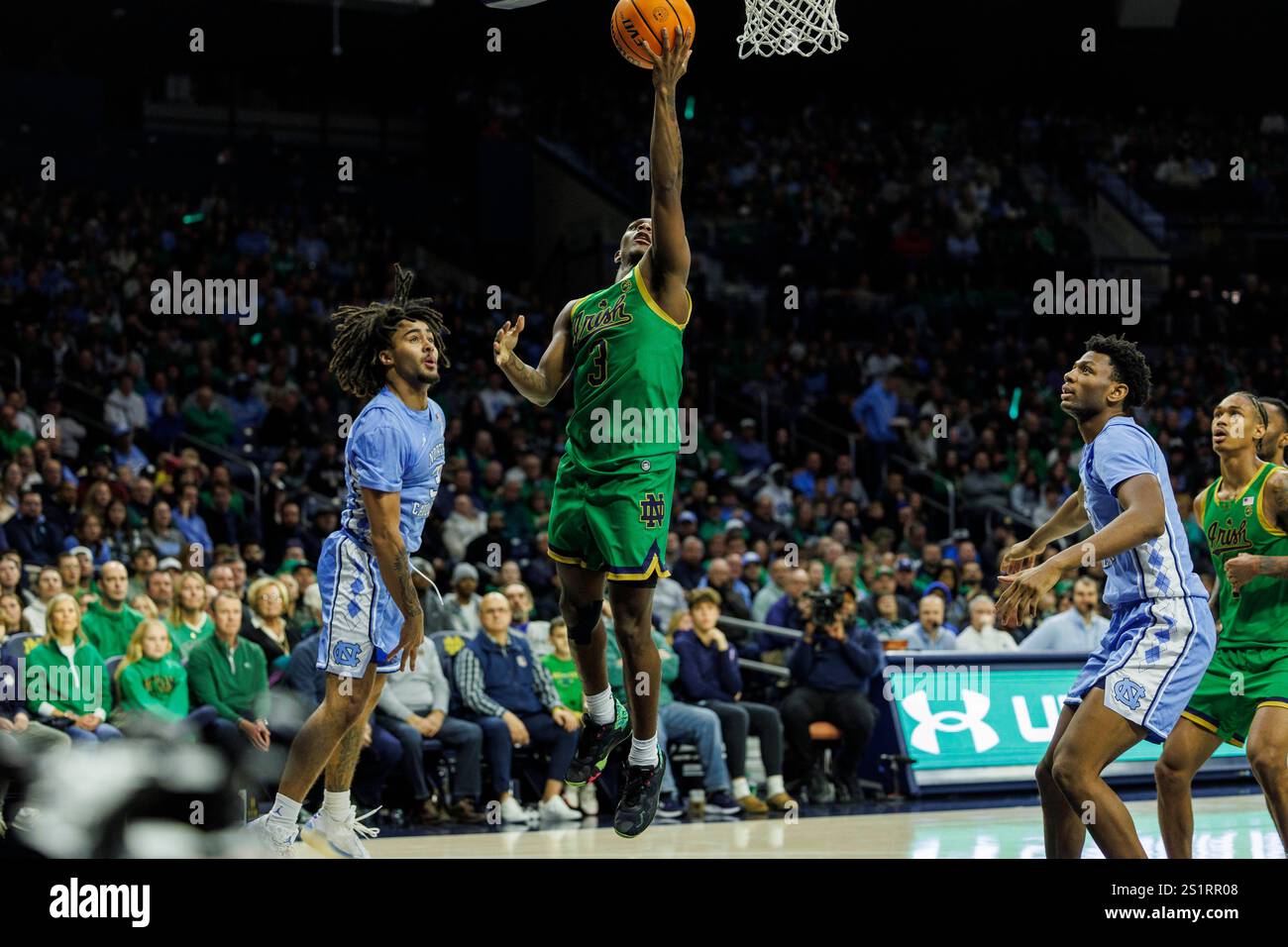 January 04, 2025: Notre Dame guard Markus Burton (3) shoots the ball as ...