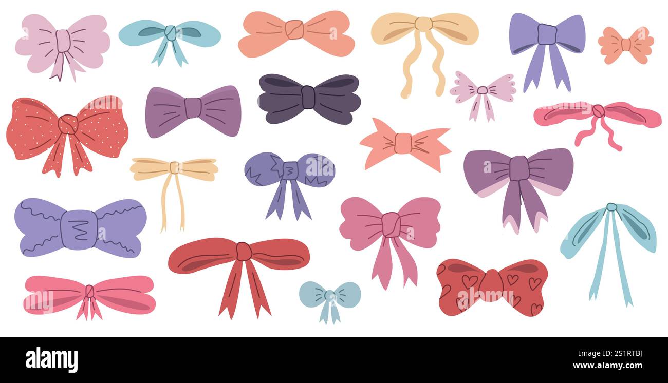 Holiday bows, ribbons knot and tied lace for packaging design ...