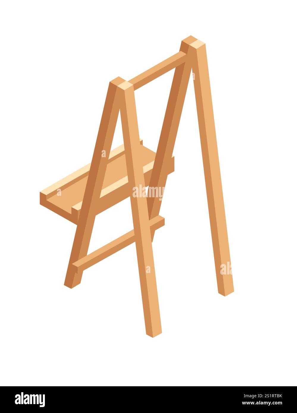 Isometric wooden easel stand. Empty easel without artboard. Tripod for ...