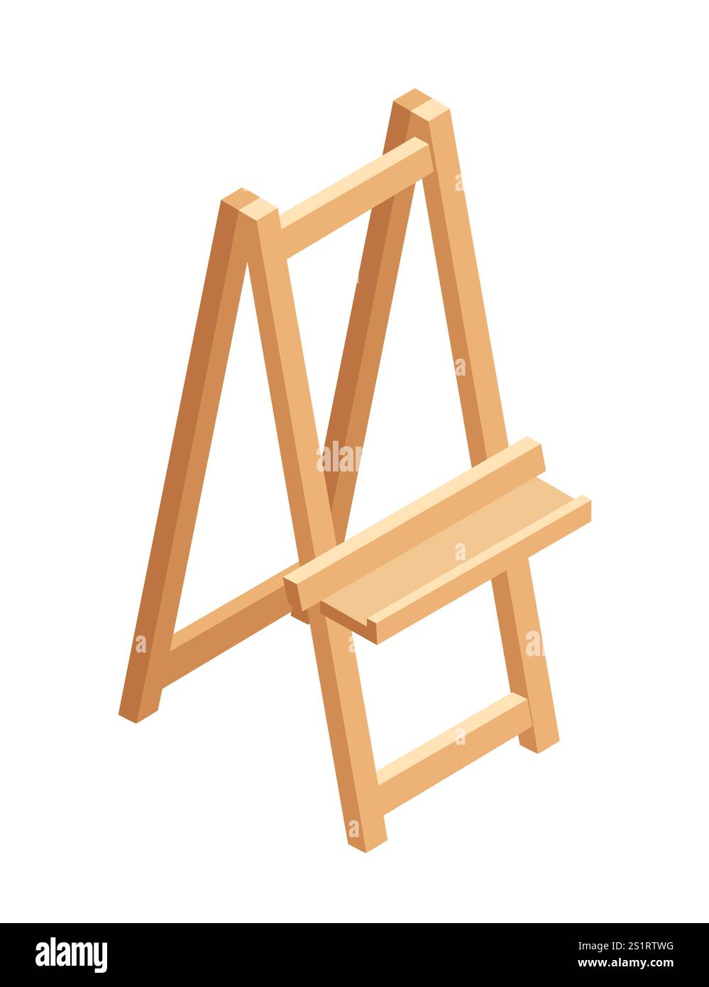 Isometric wooden easel stand. Empty easel without artboard. Tripod for ...