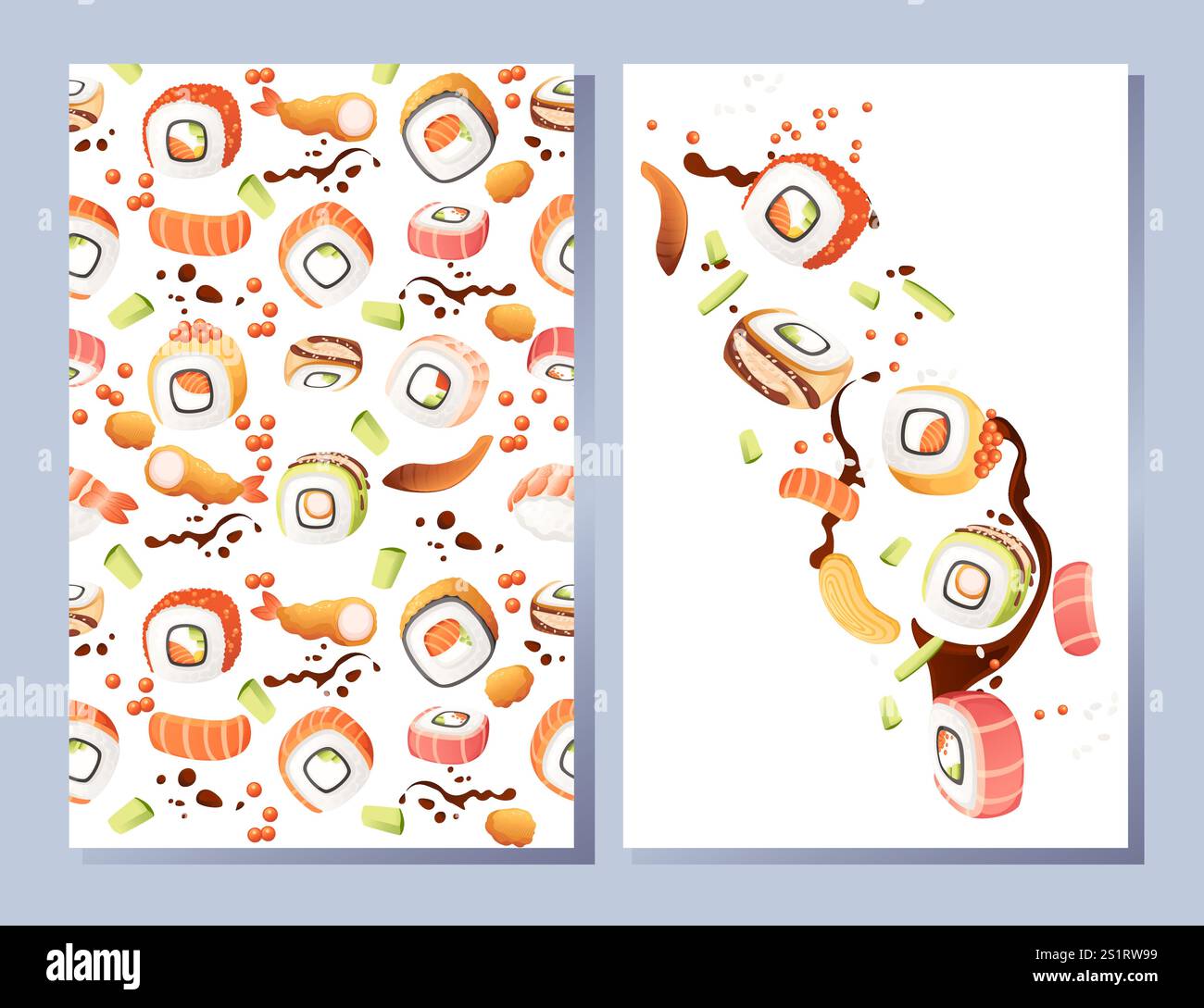 Vertical banner design. Advertising style menu card. Sushi roll japan ...