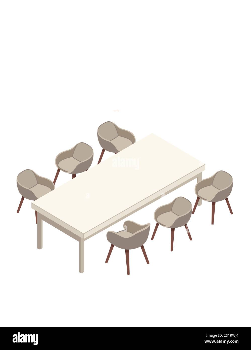 Isometric meeting room table surrounded by modern chairs. Perfect for ...
