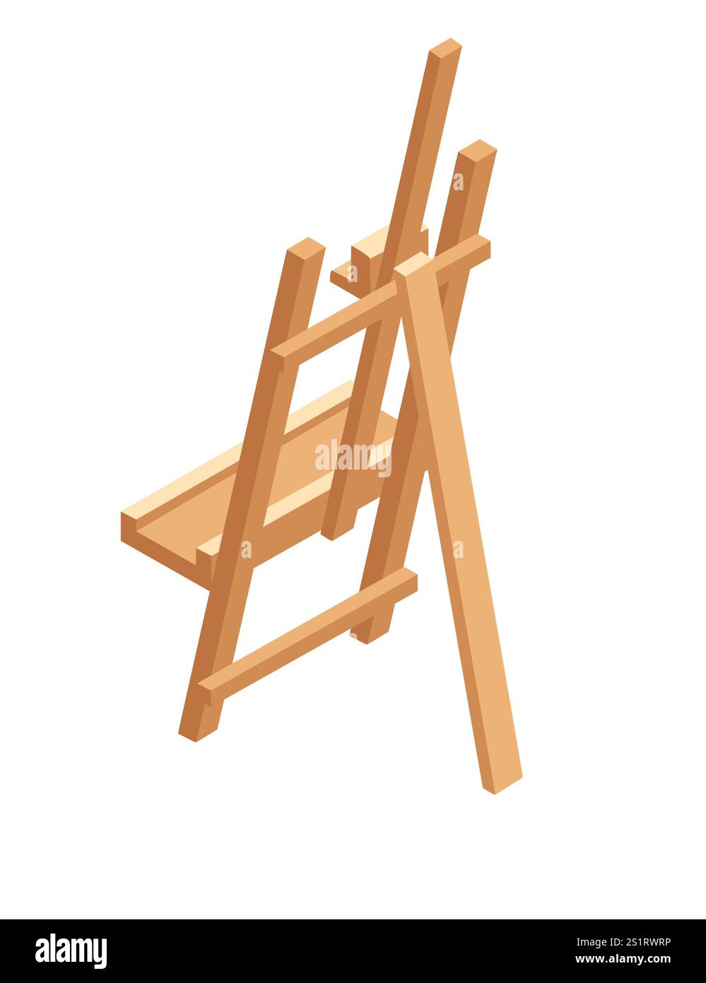 Isometric wooden easel stand. Empty easel without artboard. Tripod for ...