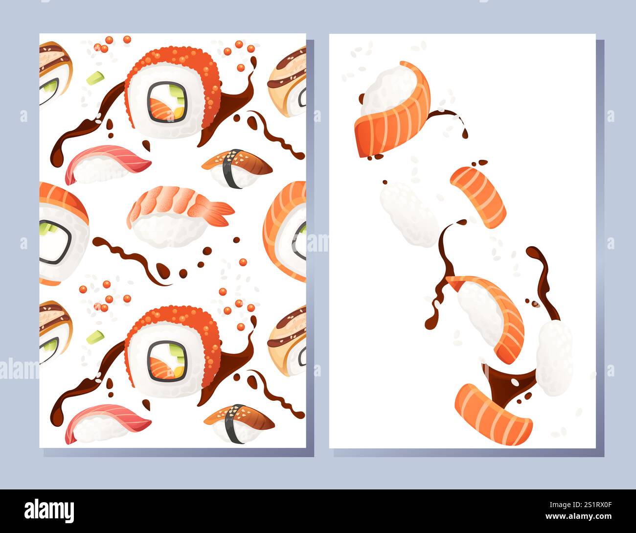 Vertical banner design. Advertising style menu card. Sushi roll japan ...