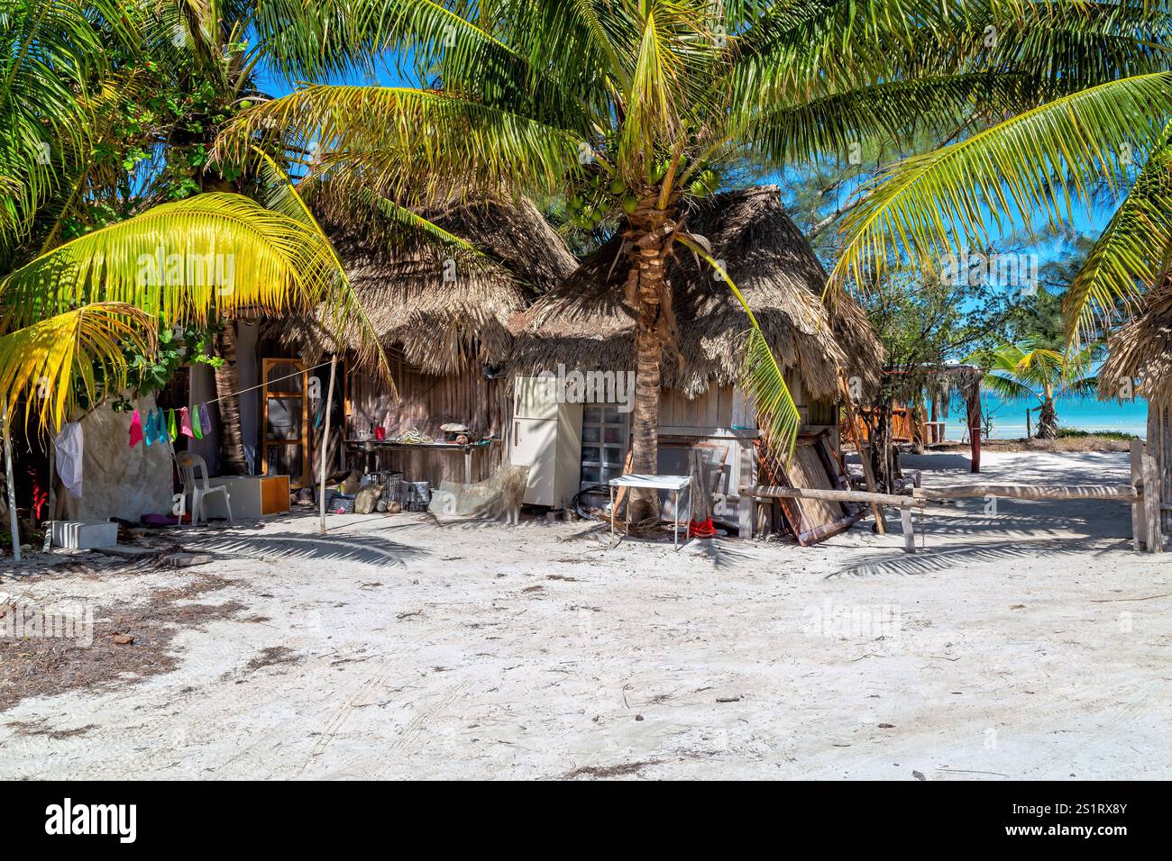 Rustic Beach Huts Surrounded by Palm Trees and Tropical Scenery, Isla ...
