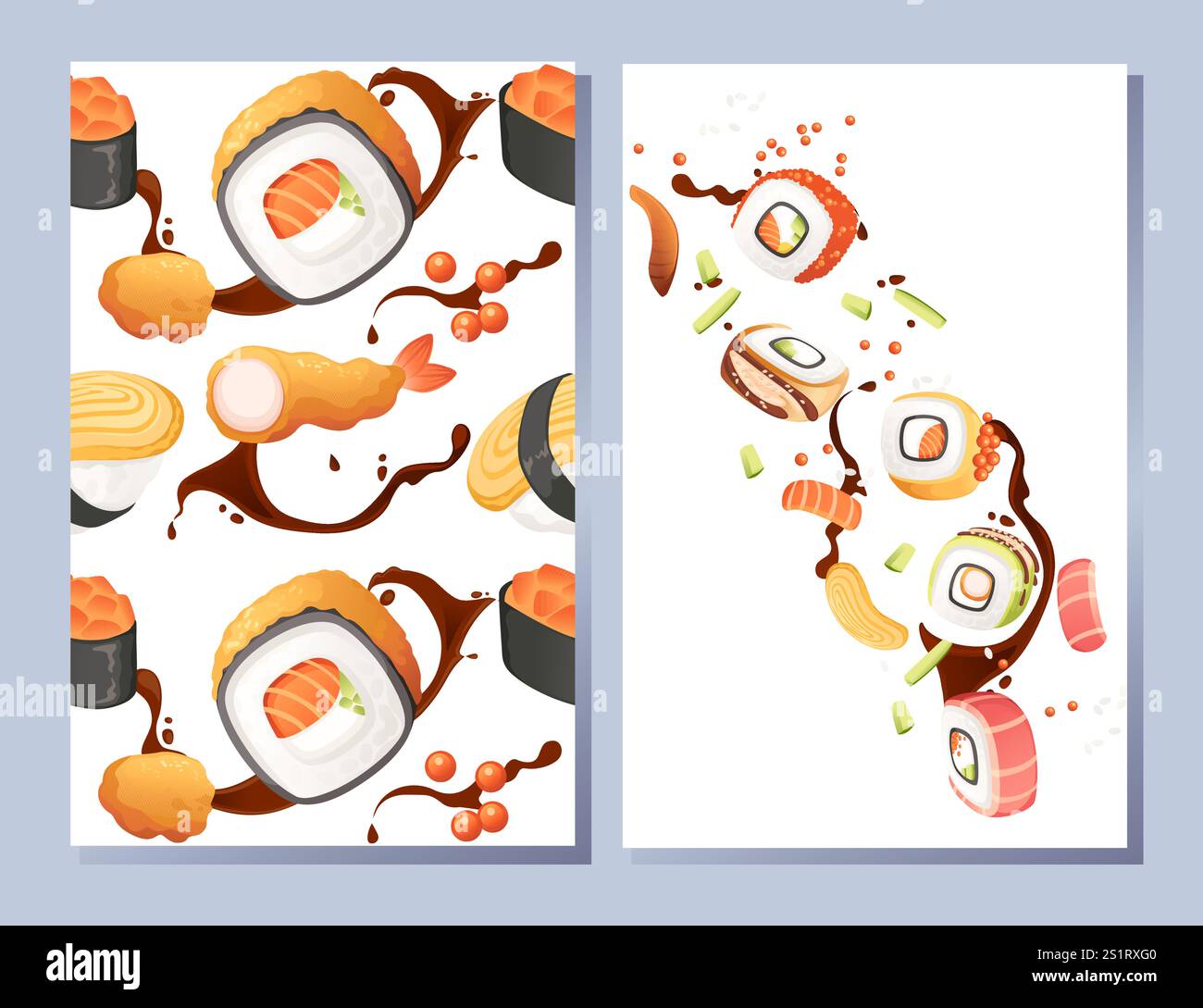 Vertical banner design. Advertising style menu card. Sushi roll japan ...