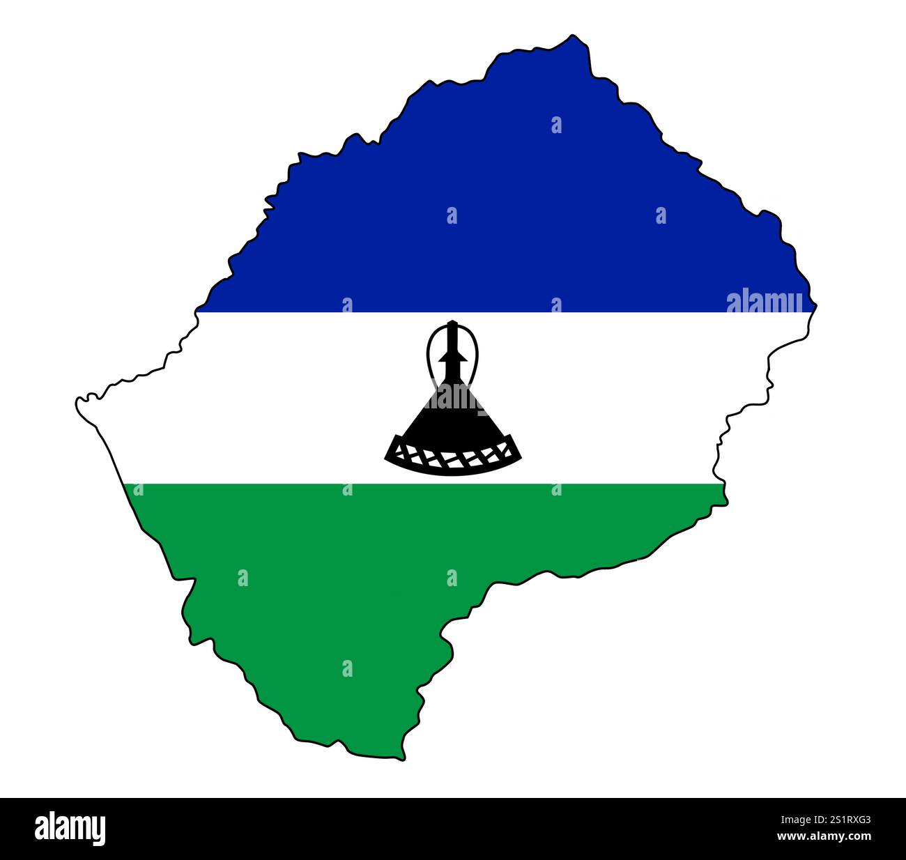 Lesotho flag with border outline Stock Photo - Alamy
