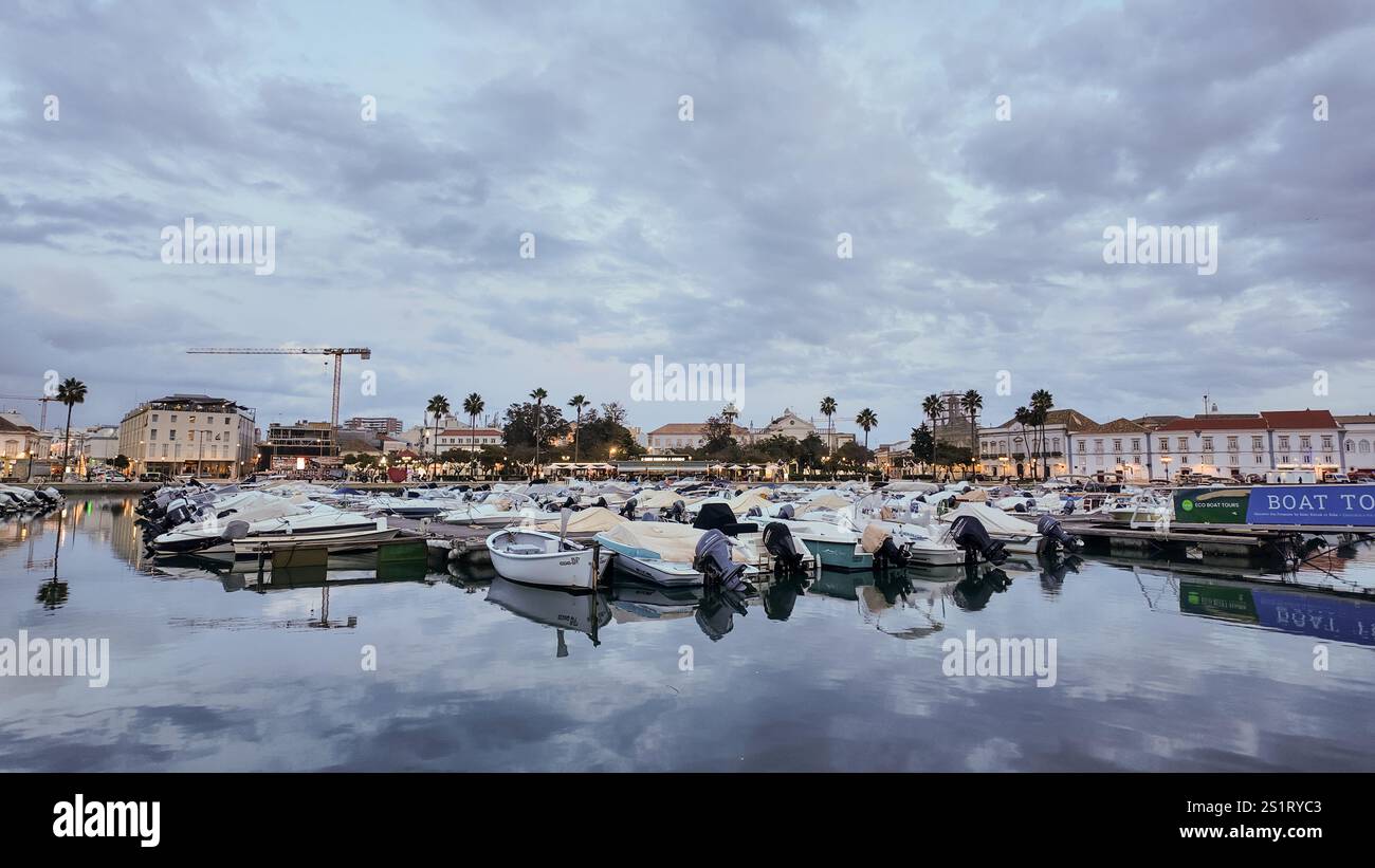 boats are parked at faro marina, also known as doca de faro, during ...