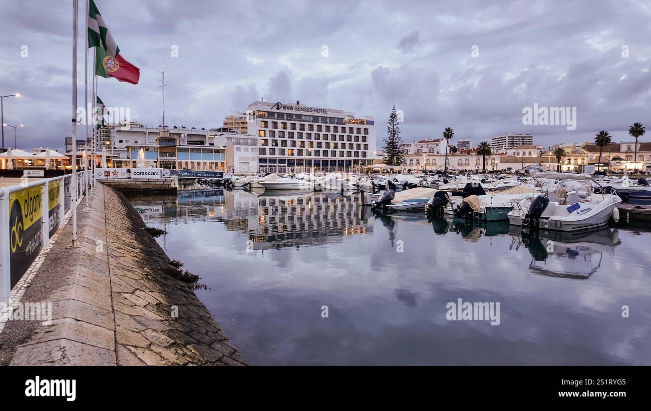 boats are parked at faro marina, also known as doca de faro, during ...