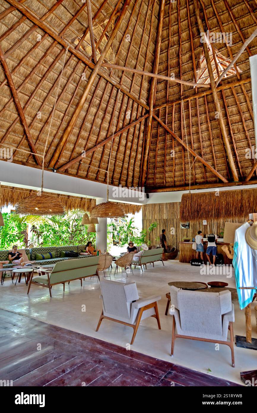 Elegant Resort Lounge Area with Tropical Design and Natural Materials ...