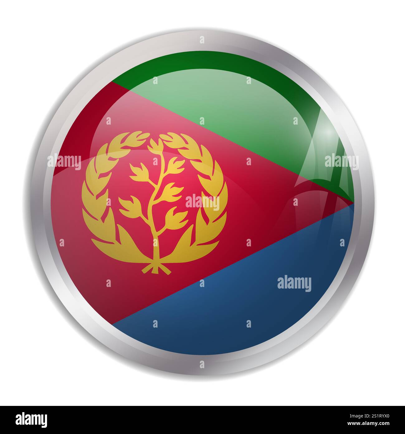 Eritrea flag - glossy circle button displays a colorful flag representing a country cultural ...