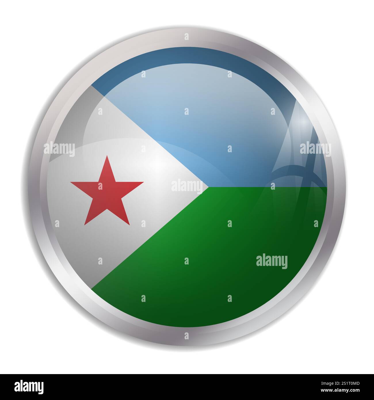Djibouti flag - glossy circle button displays a colorful flag ...