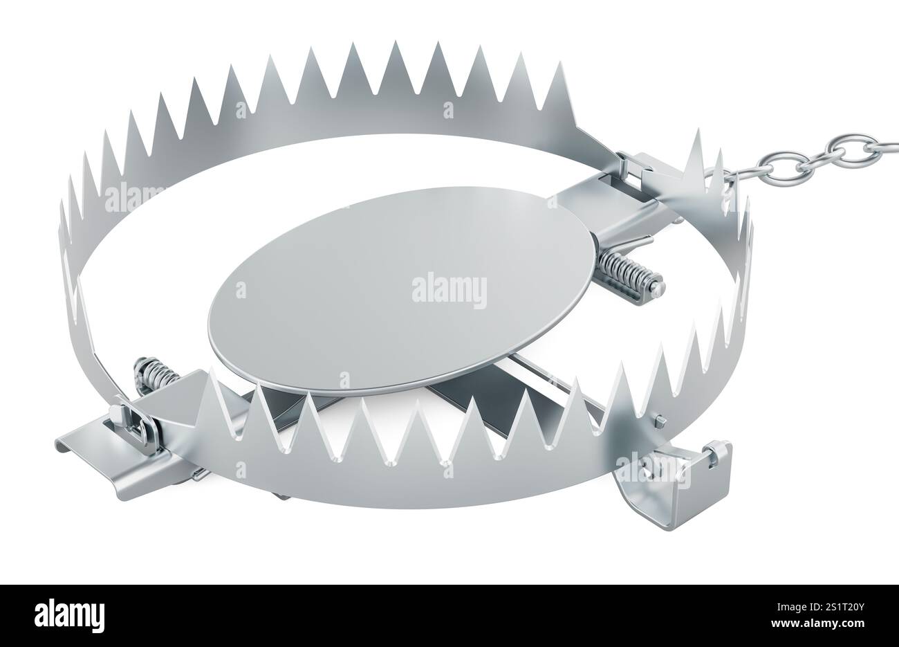 Empty bear trap, 3D rendering isolated on white background Stock Photo ...