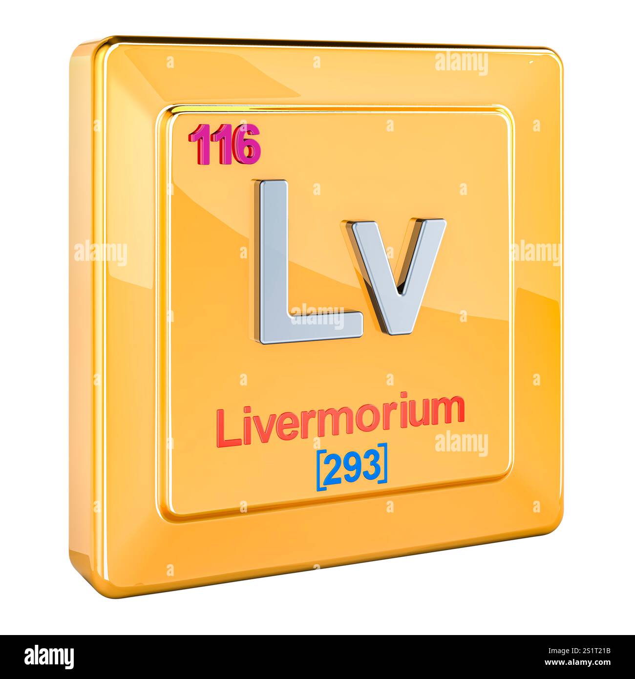 Livermorium Lv, chemical element sign with number 116 in periodic table ...