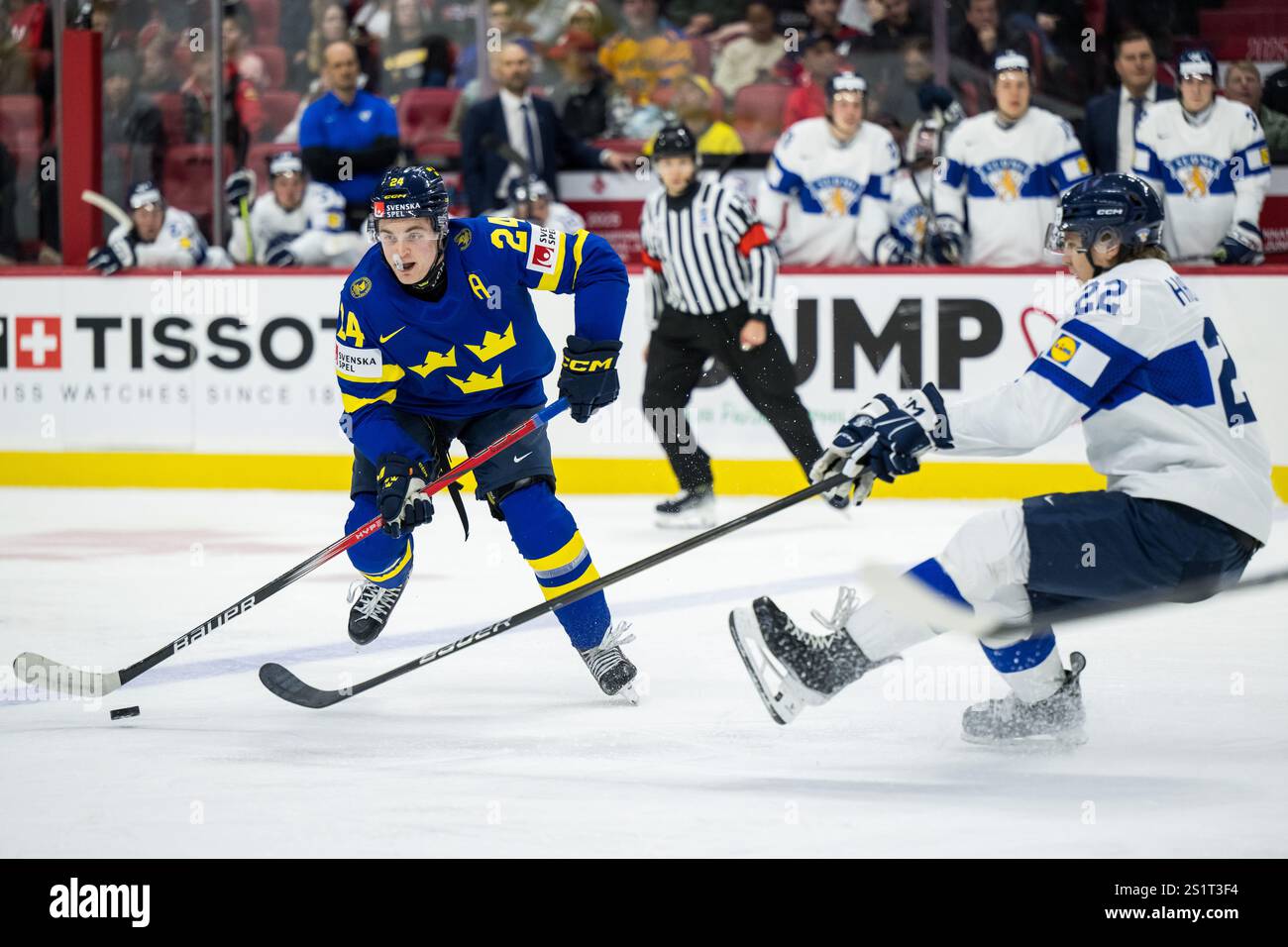 Tom Willander of, Sweden. , . and Kasper Halttunen of Finland during ...