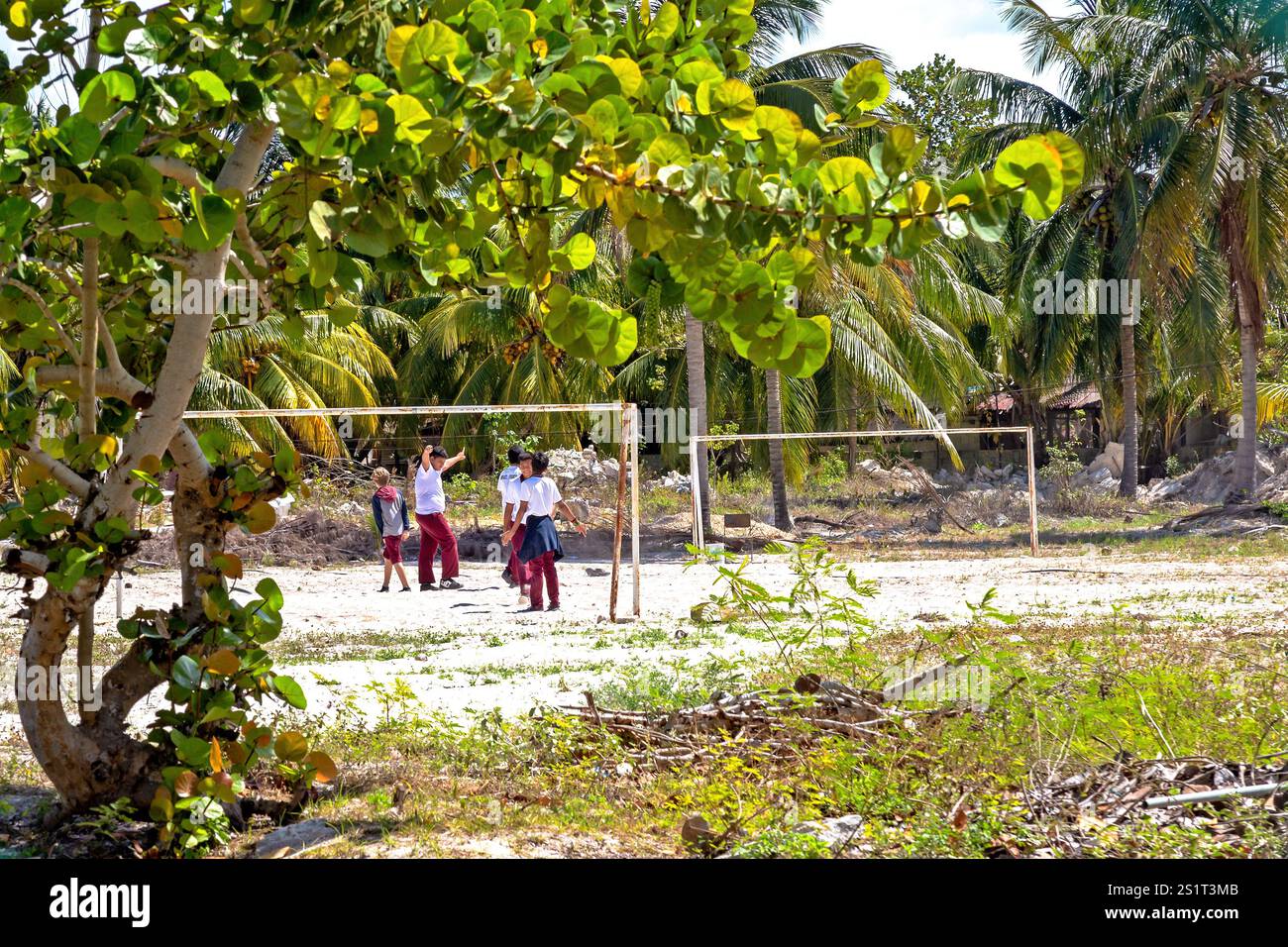 Children Playing in an Outdoor Rural Area with Soccer Goal, Isla Holbox, Mexico Stock Photo - Alamy