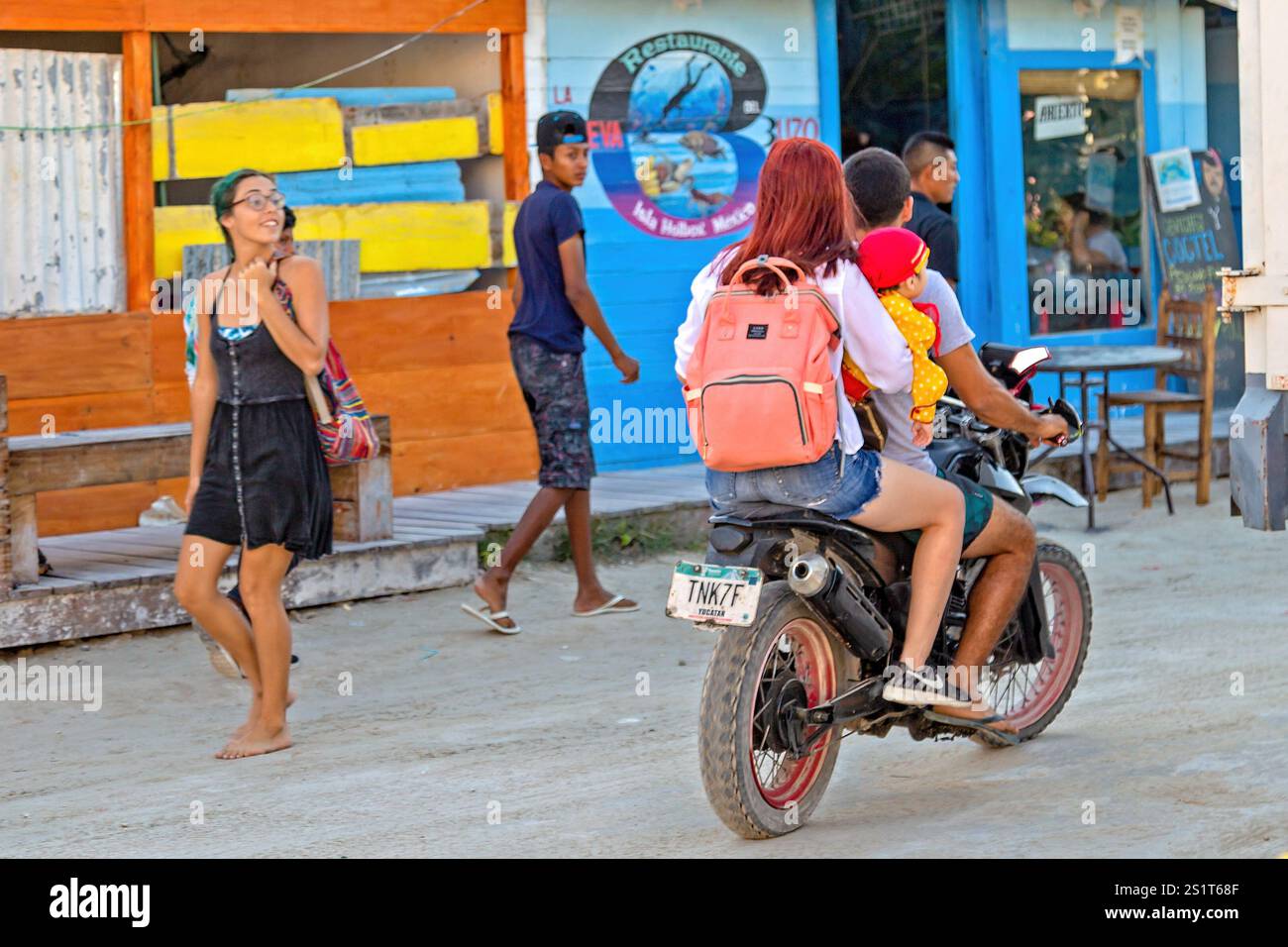 Urban Scene With Pedestrians and Motorbike on a Bright and Sunny Day ...