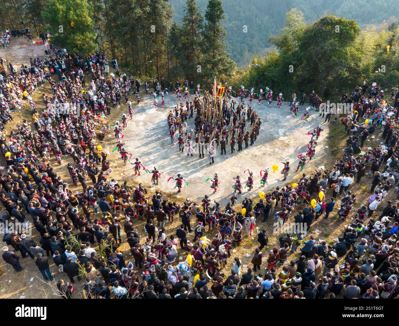 Photo taken on Jan 4, 2025 shows the Lusheng dance of the Miao ethnic ...