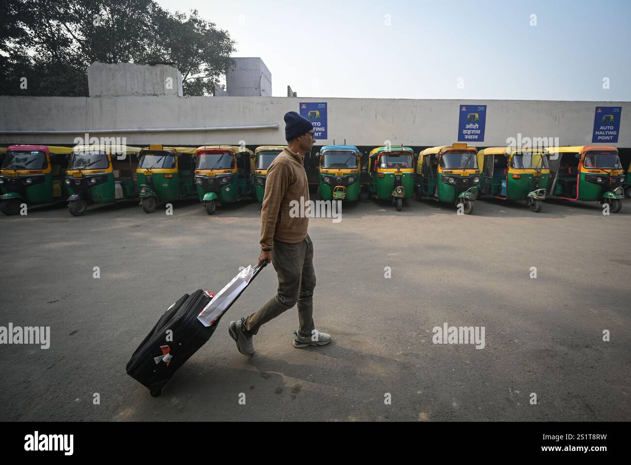 NEW DELHI, INDIA - JANUARY 4: Auto rickshaws seen parked outside ISBT ...