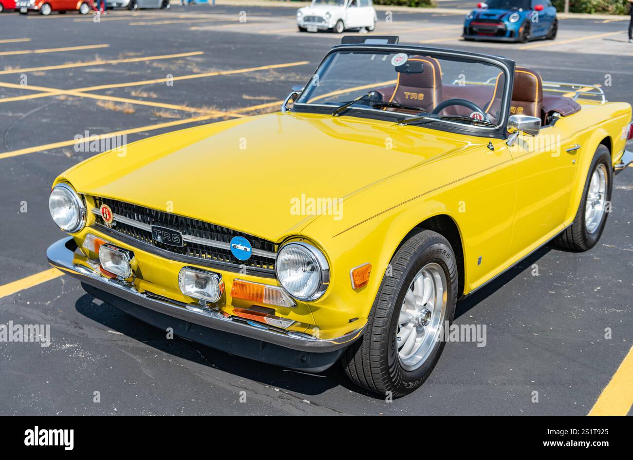 Chicago, Illinois, USA - September 08, 2024: Triumph tr 6 retro ...