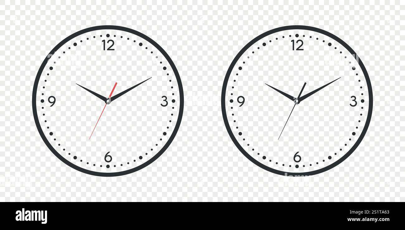 Flat Vector Wall Office Clock Face Set. Clock Dial and Clock Hands ...