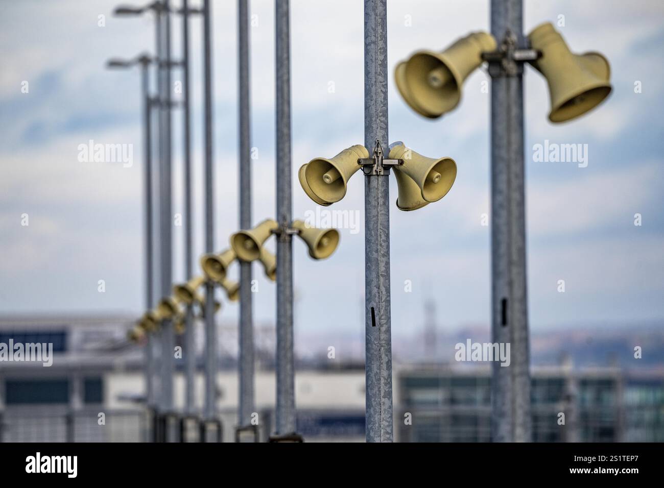 Loudspeaker, in a car park, funnel loudspeaker, for announcements ...