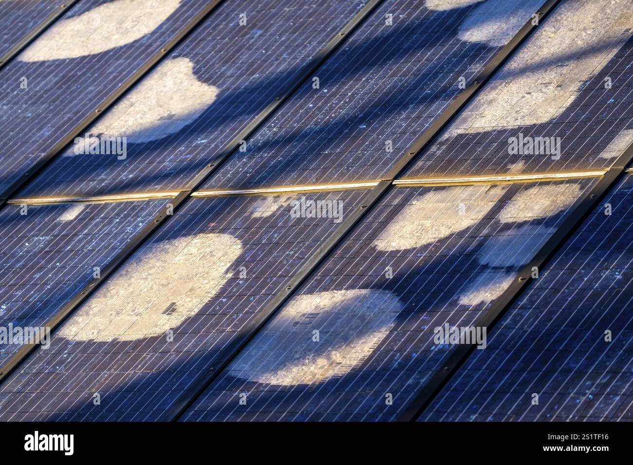 Defective modules of a photovoltaic system, moisture has penetrated the ...