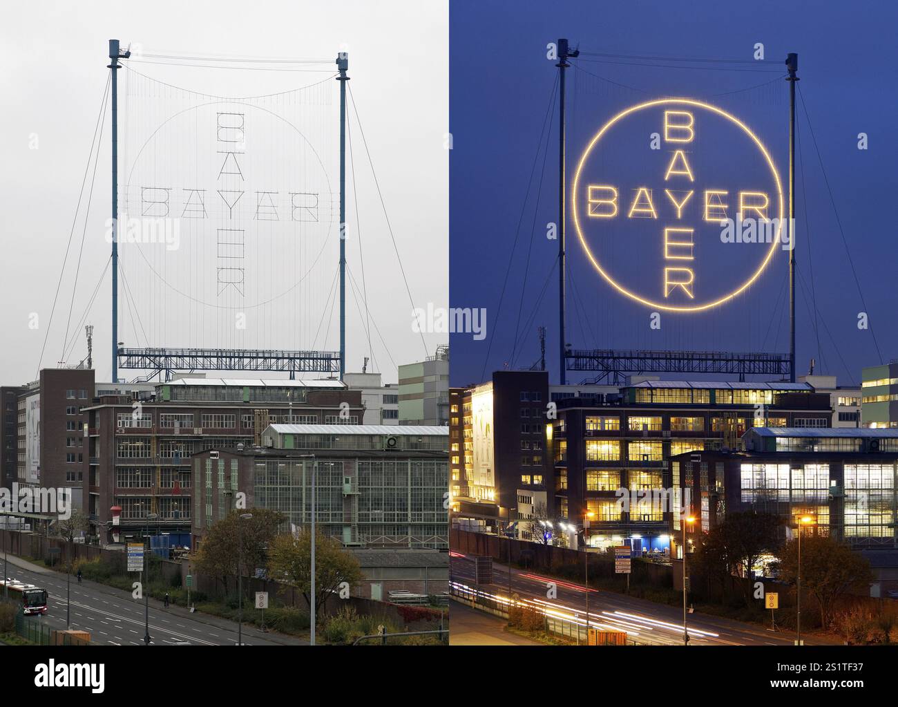 Bayer Cross, the world's largest illuminated sign during the day and in ...