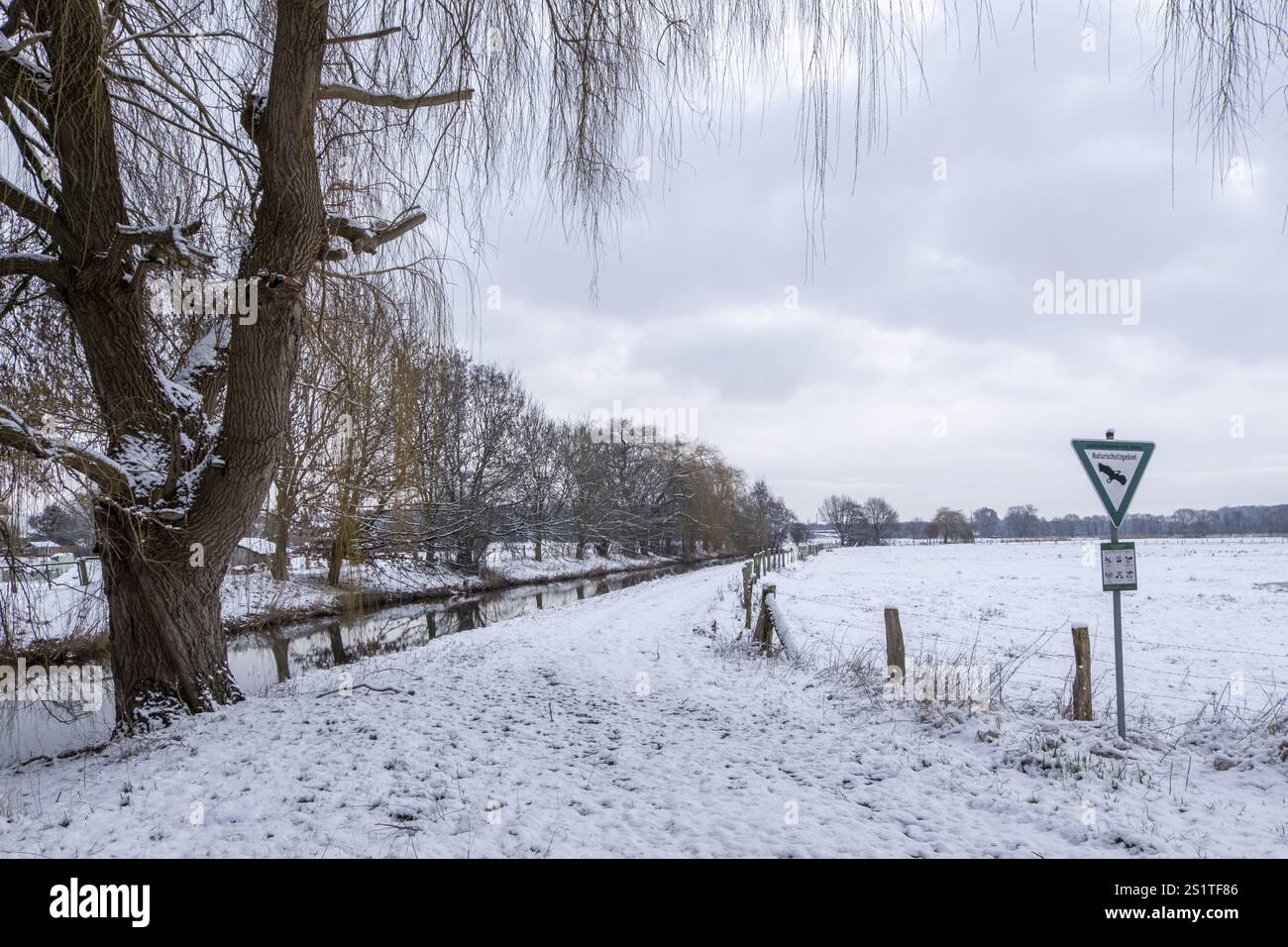 Dinkelwiesen nature reserve in winter with snow, Heek-Nienborg ...