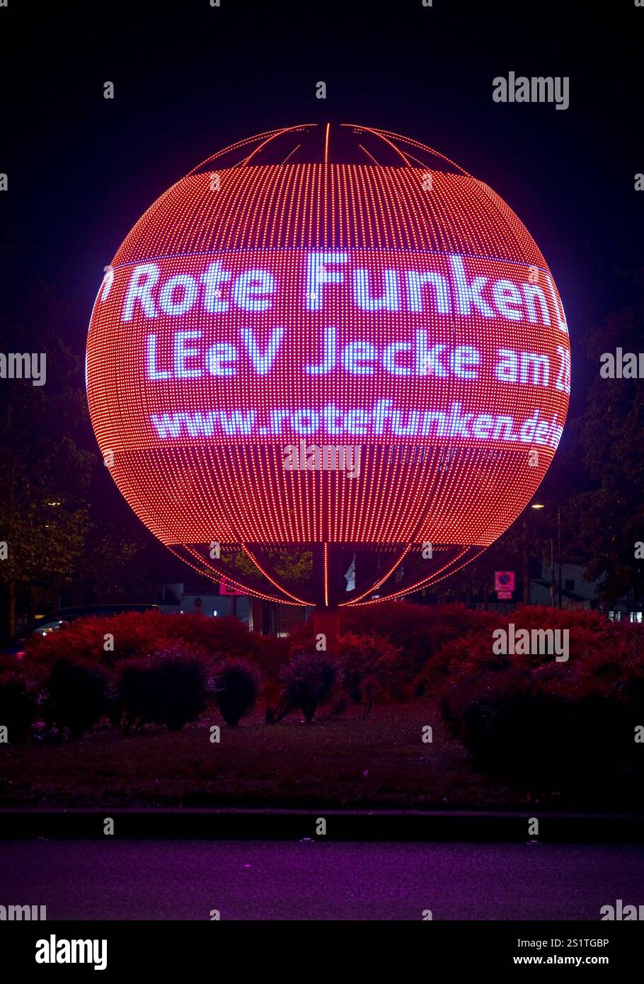 LeverKugel, an LED illuminated sphere in a roundabout that can be used ...