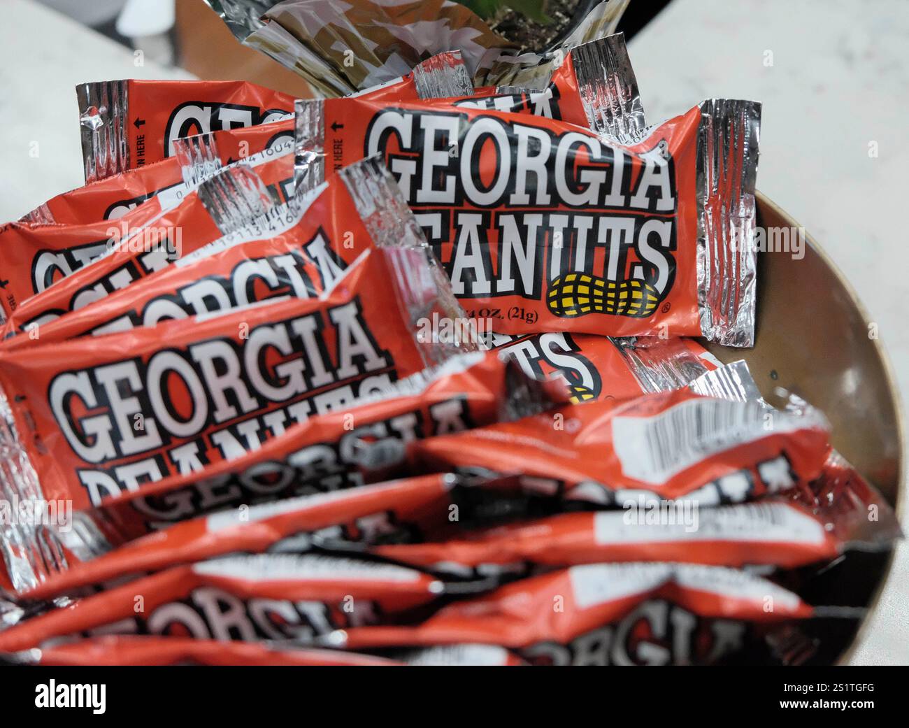 Atlanta, Georgia, USA. 4th Jan, 2025. A bowl of Georgia peanuts on a ...
