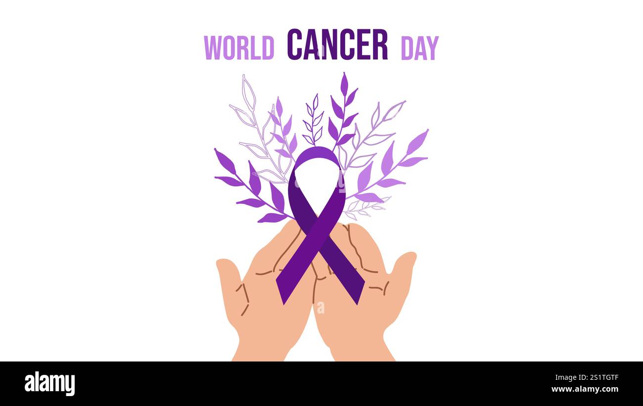 World Cancer Day. February 4th. Raising awareness. Tree grows out ...