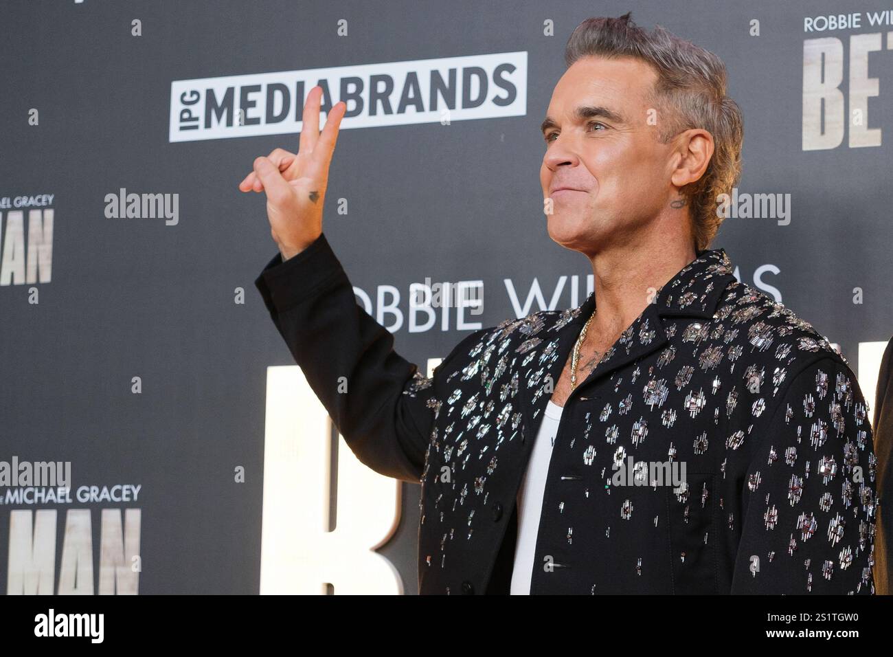 Singer Robbie Williams attends the 'Better Man' premiere at the Capitol ...
