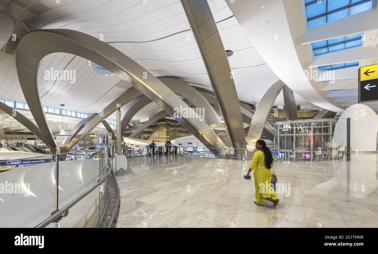 Abu Dhabi Airport, Zayed International Airport with passengers. The new Terminal A has a ...