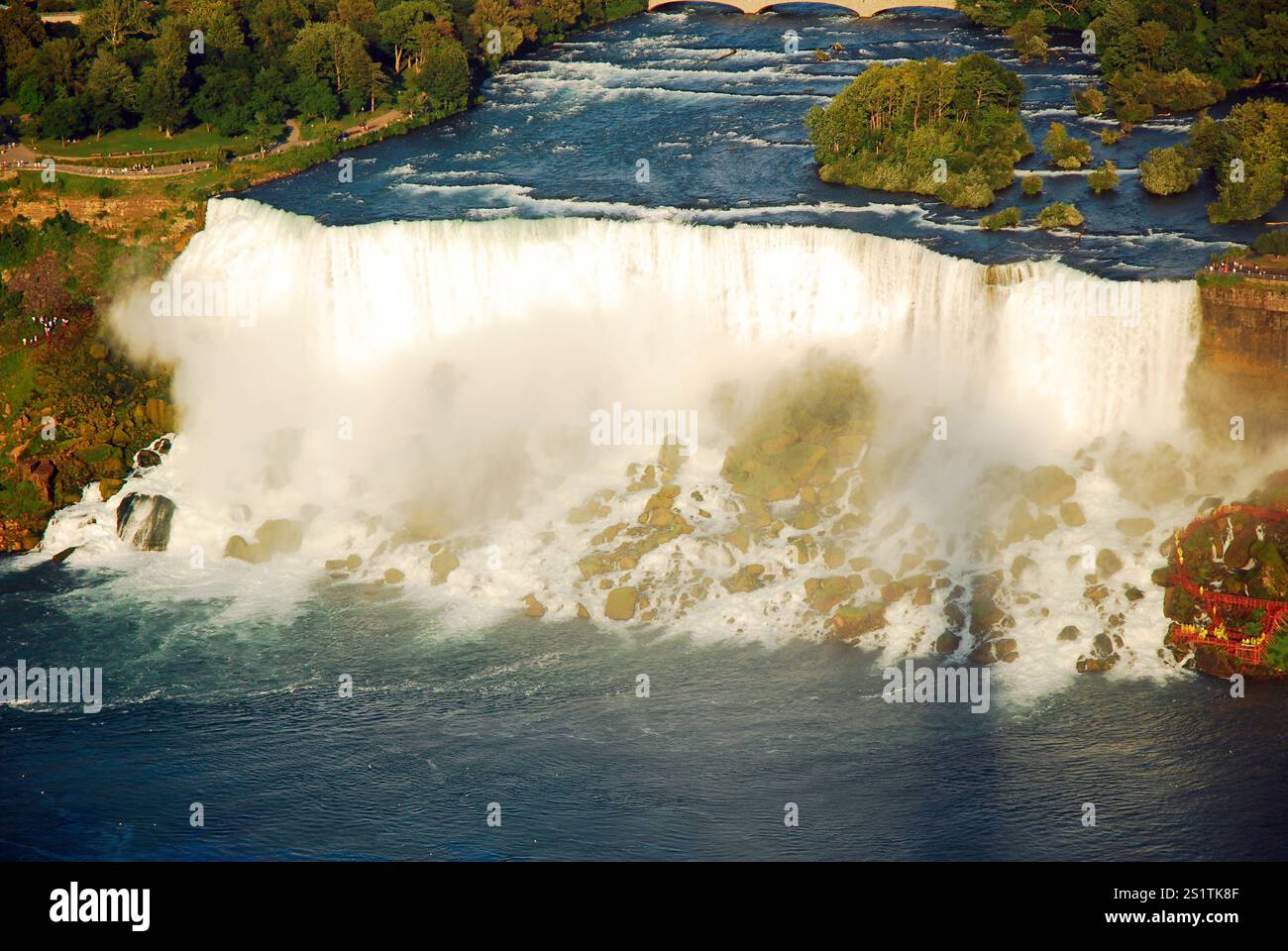 An aerial view shows the cascading force of the American falls at it ...