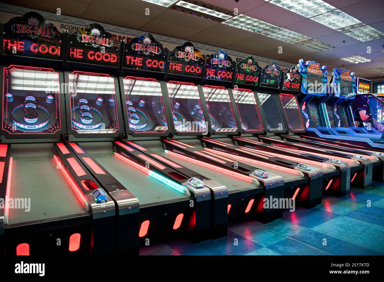 Vintage Skee Ball games at the Santa Monica Pier, Santa Monica ...