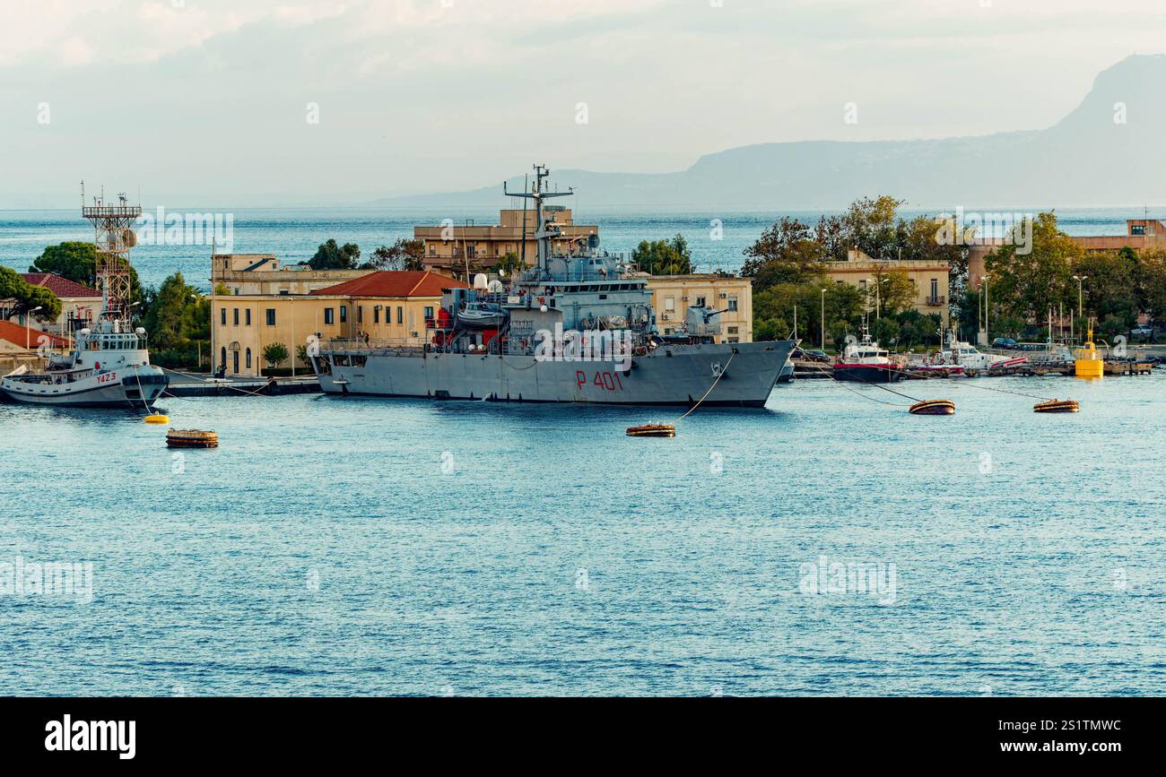 Italian Navy Ship Docked in Messina Italy Stock Photo - Alamy