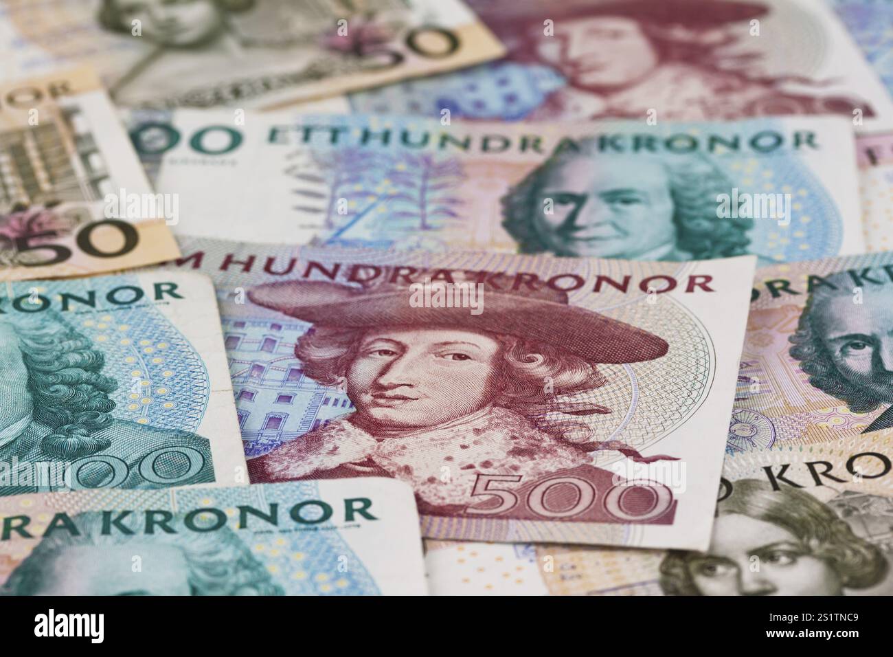 Swedish krona, the currency of Sweden. Various banknotes. Austria Stock ...