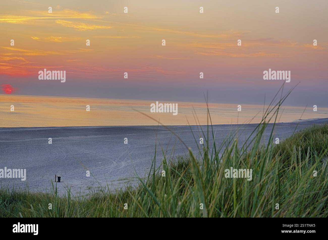 Beautiful sunset at the north sea coast of Denmark in summertime Stock ...