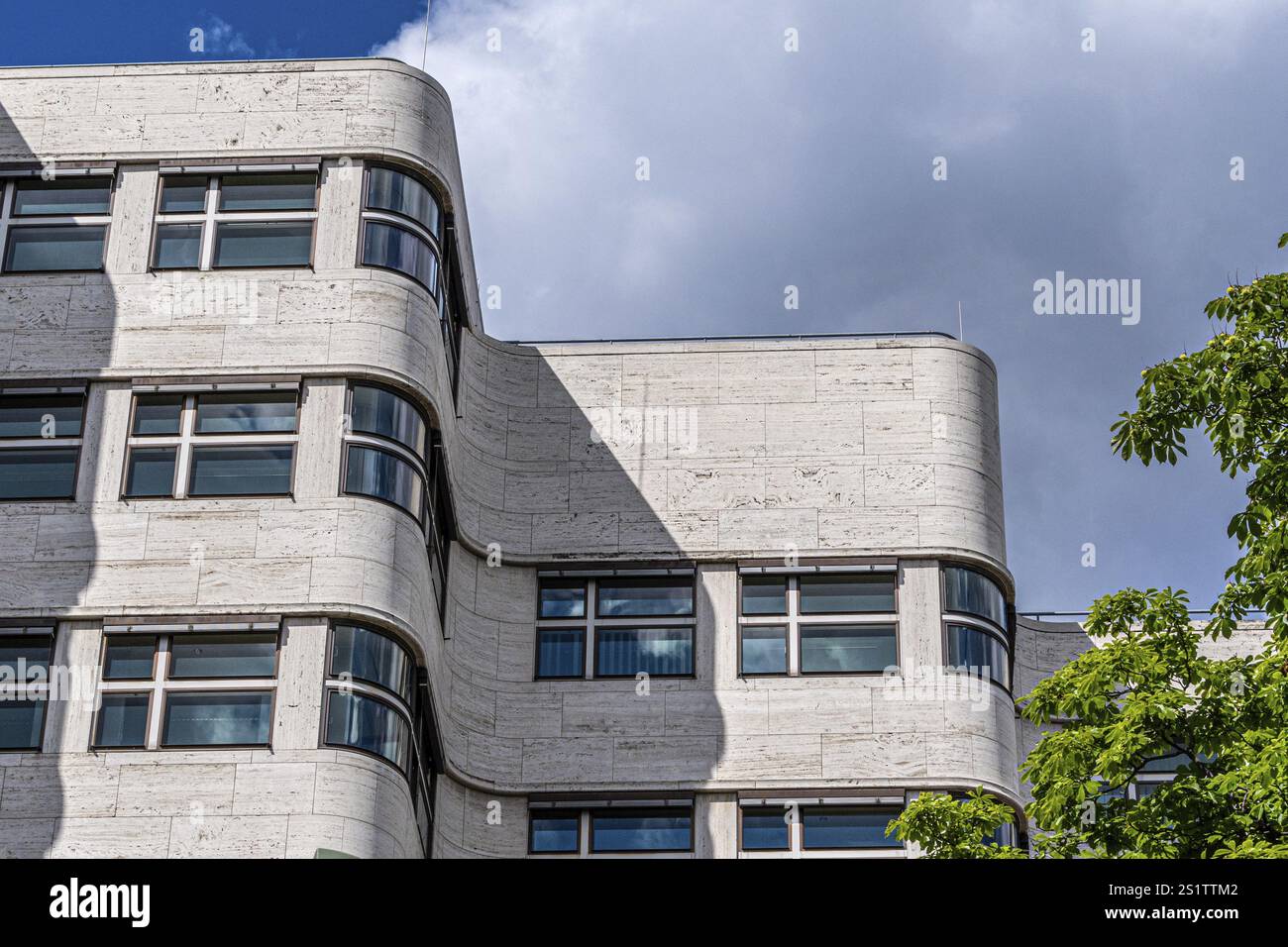 Modern Buildings at the Alster in Berlin with round corner windows at a ...