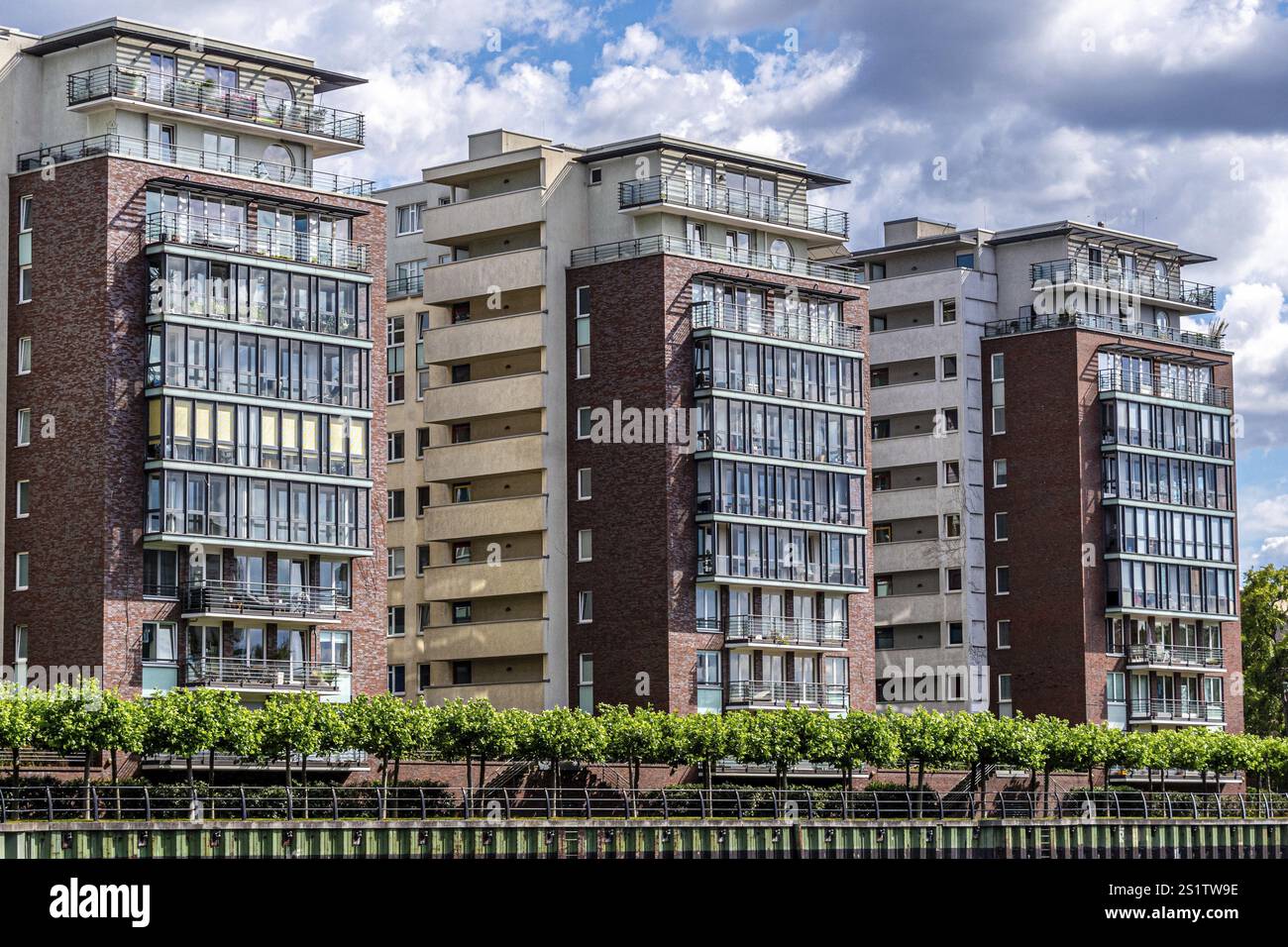 Modern Berlin tower block facade with lots of glass. Modern architecture house in Berlin Stock ...